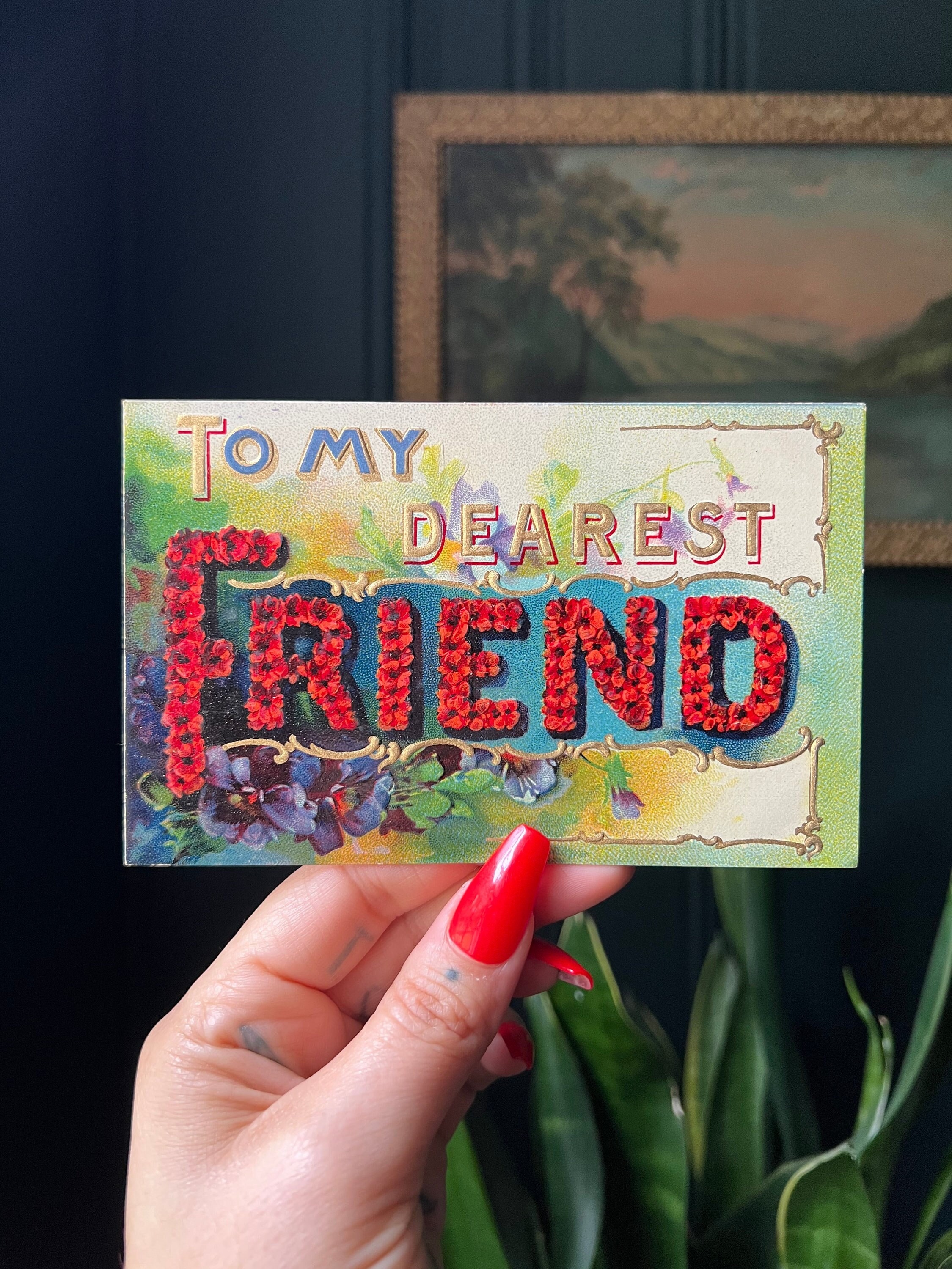 Antique “To My Dearest Friend” Post Card With Embossed Flowers ...