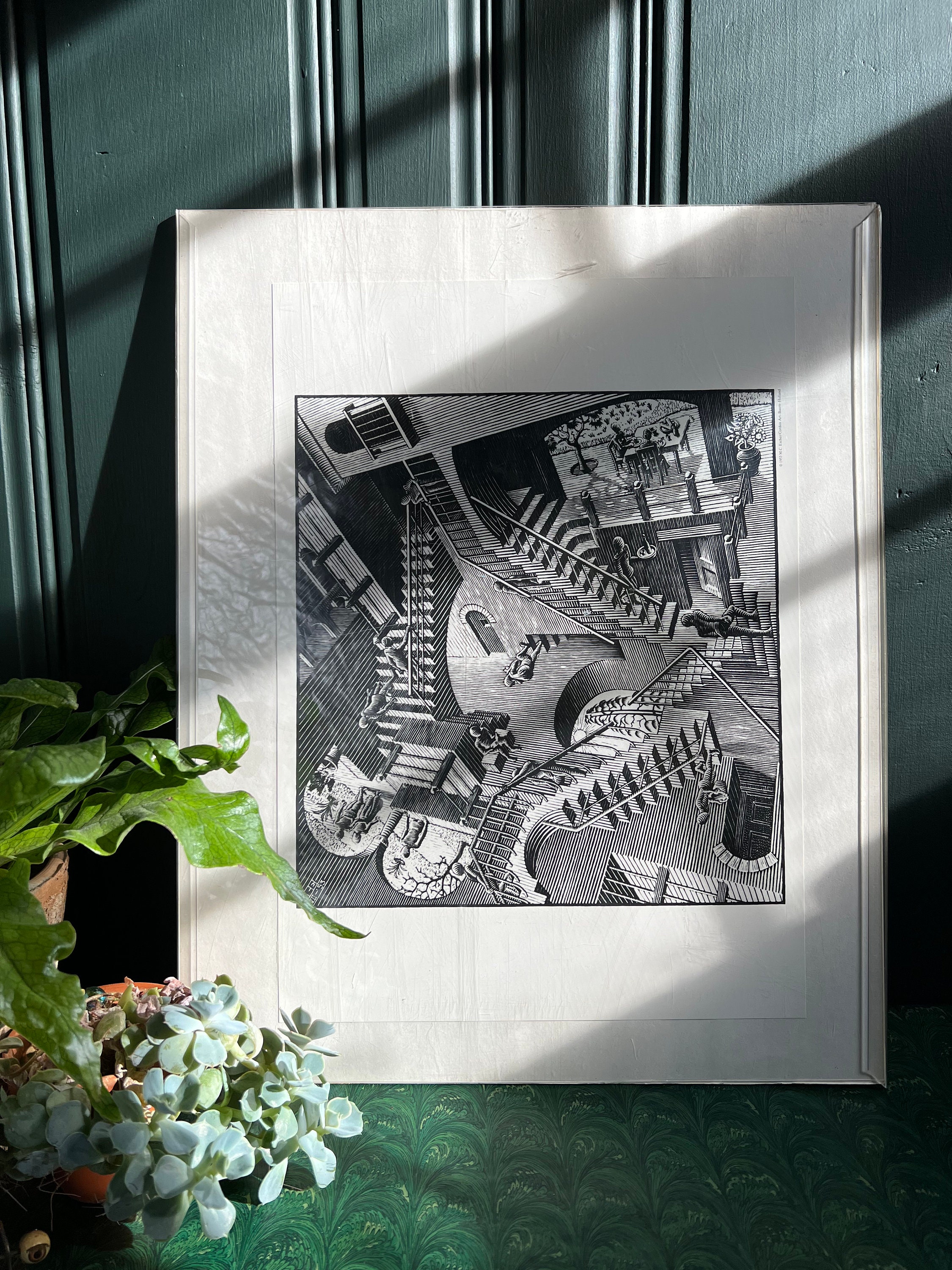 Vintage M. C. Escher Relativity Museum Print, Cordon Art Baarn Holland Vintage M. C. Escher Relativity Museum Print, Cordon Art Baarn Holland