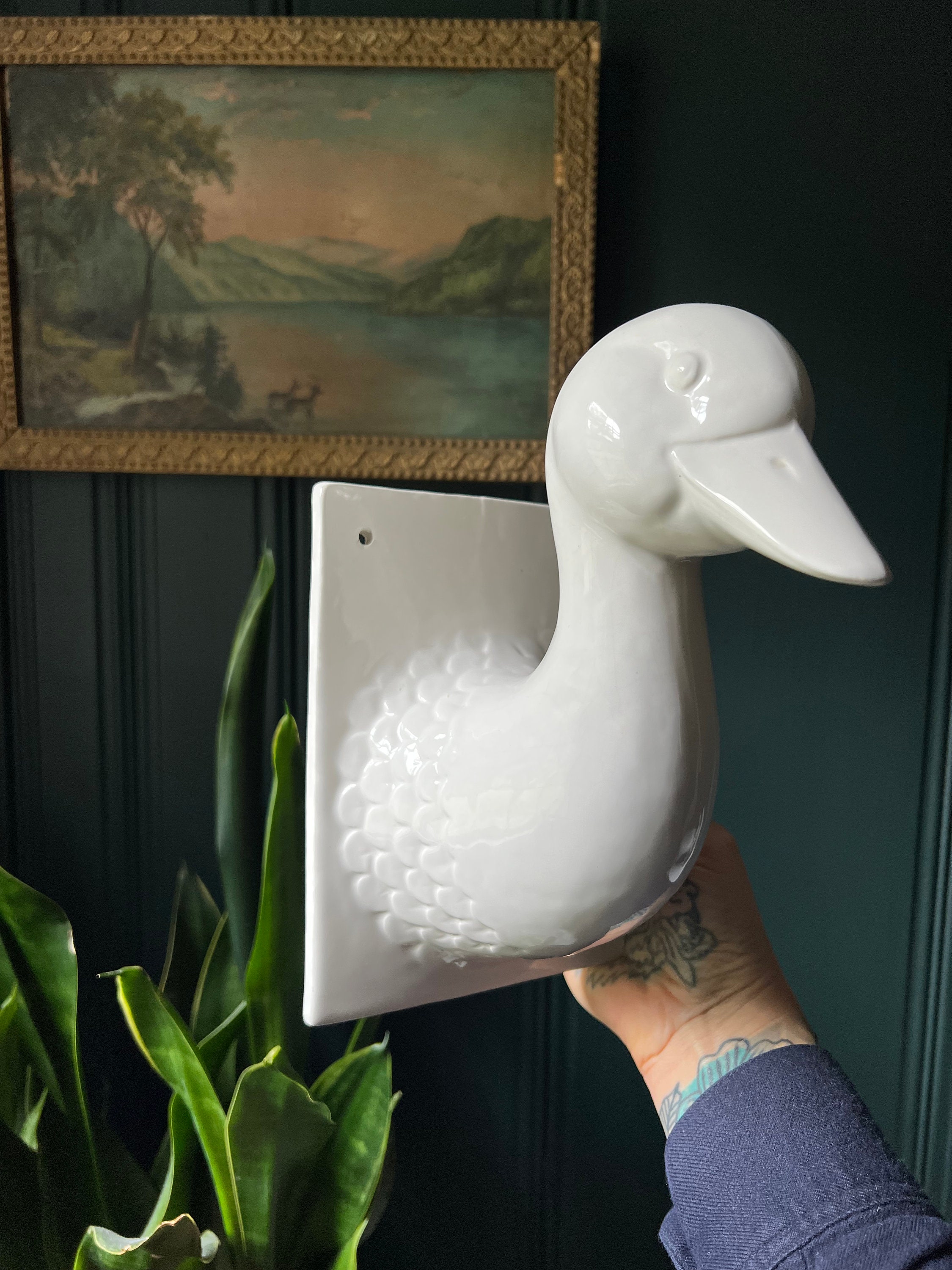 Large Vintage Ceramic Duck Wall Bust