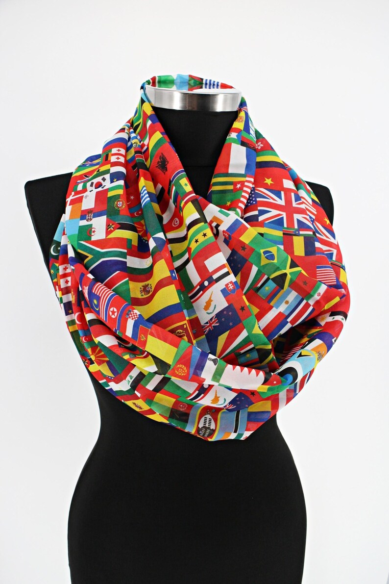 World Flags Infinity Scarf: Chiffon Circle Scarf - Etsy