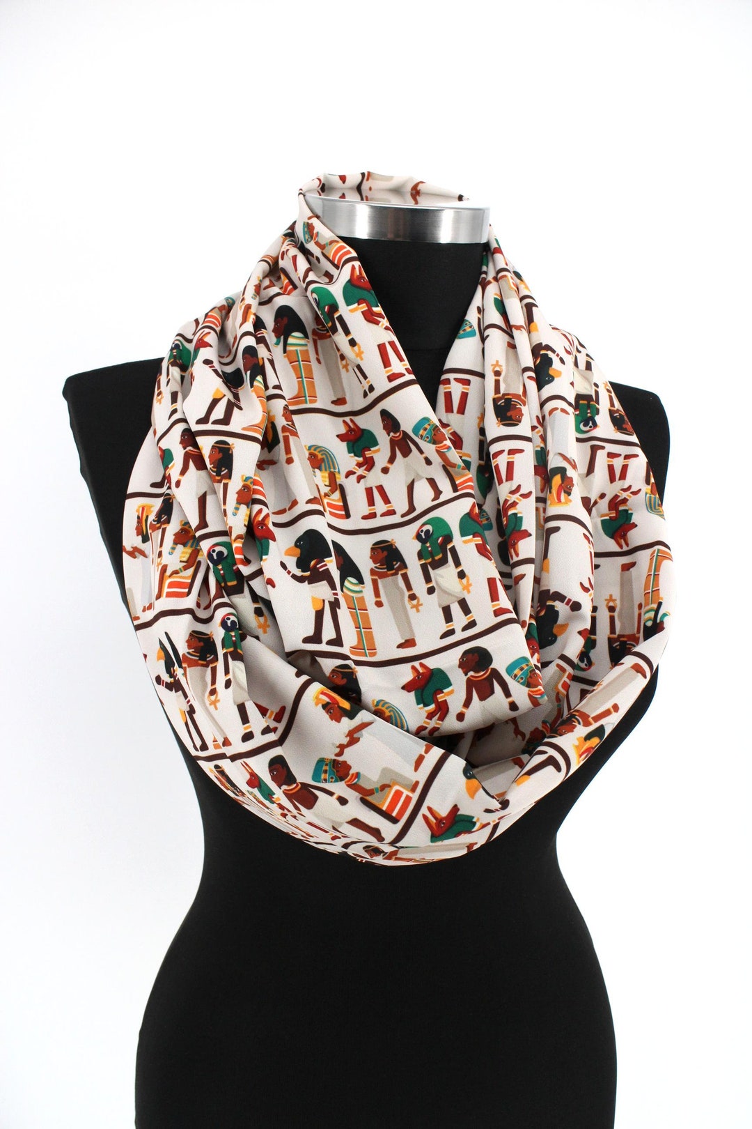 Infinity Scarf Ancient Egyptian Print : Women's Synthetic Circle Scarf ...