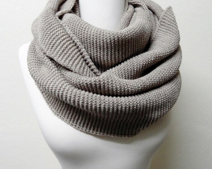 Brown Knit Infinity Scarf, Hooded Cowl, Wool Blend Scarf, Men Women ...
