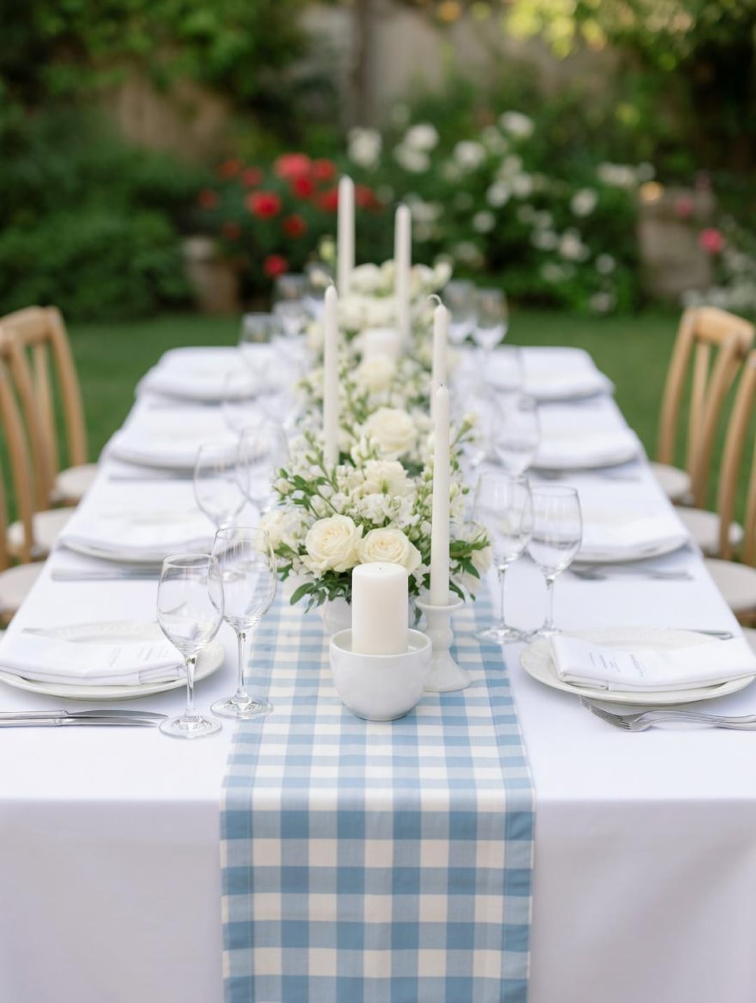 Blue Gingham Table Runner - Light Blue Checkered Kitchen Decor - Etsy