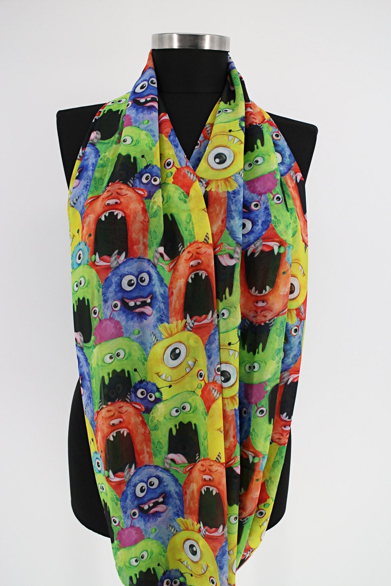 Cute Monsters Infinity Scarf, Long Scarf, Circle Scarf, Women Gift for ...