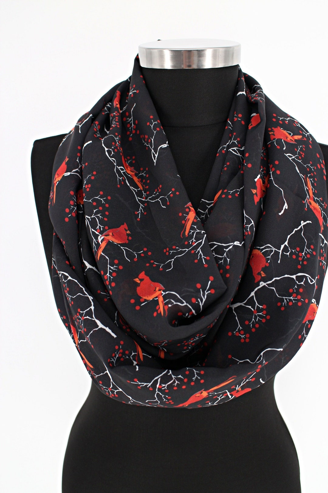 Cardinal Birds Infinity Scarf, Long Scarf, Circle Scarf, Women Gift for ...