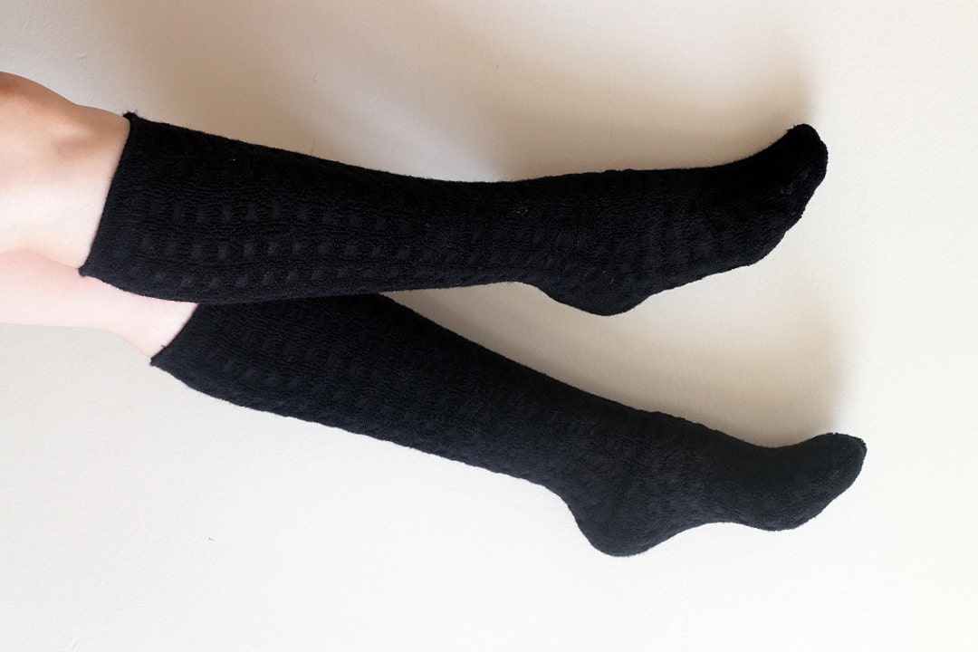 Black Knee High Boot Socks, Knee Socks, Leg Warmers, Winter Socks - Etsy