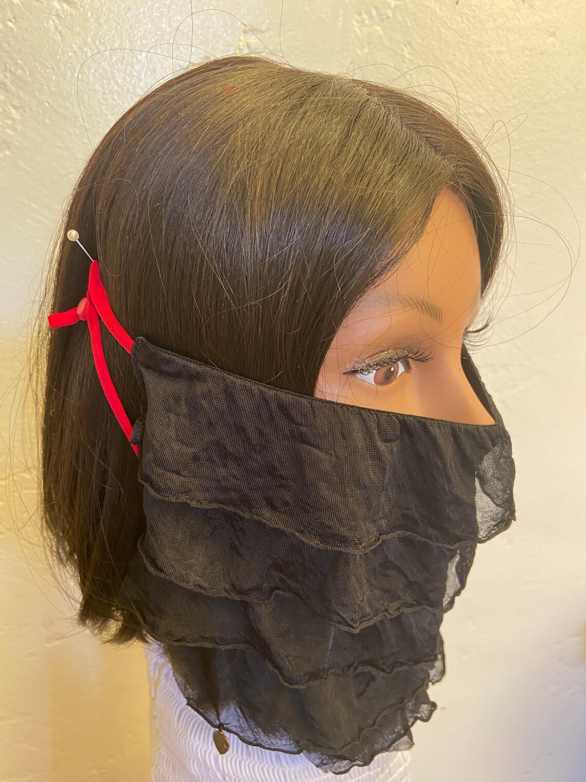 Face Veil Mask Covering Elegant in Black 2 Inch Ruffle - Etsy