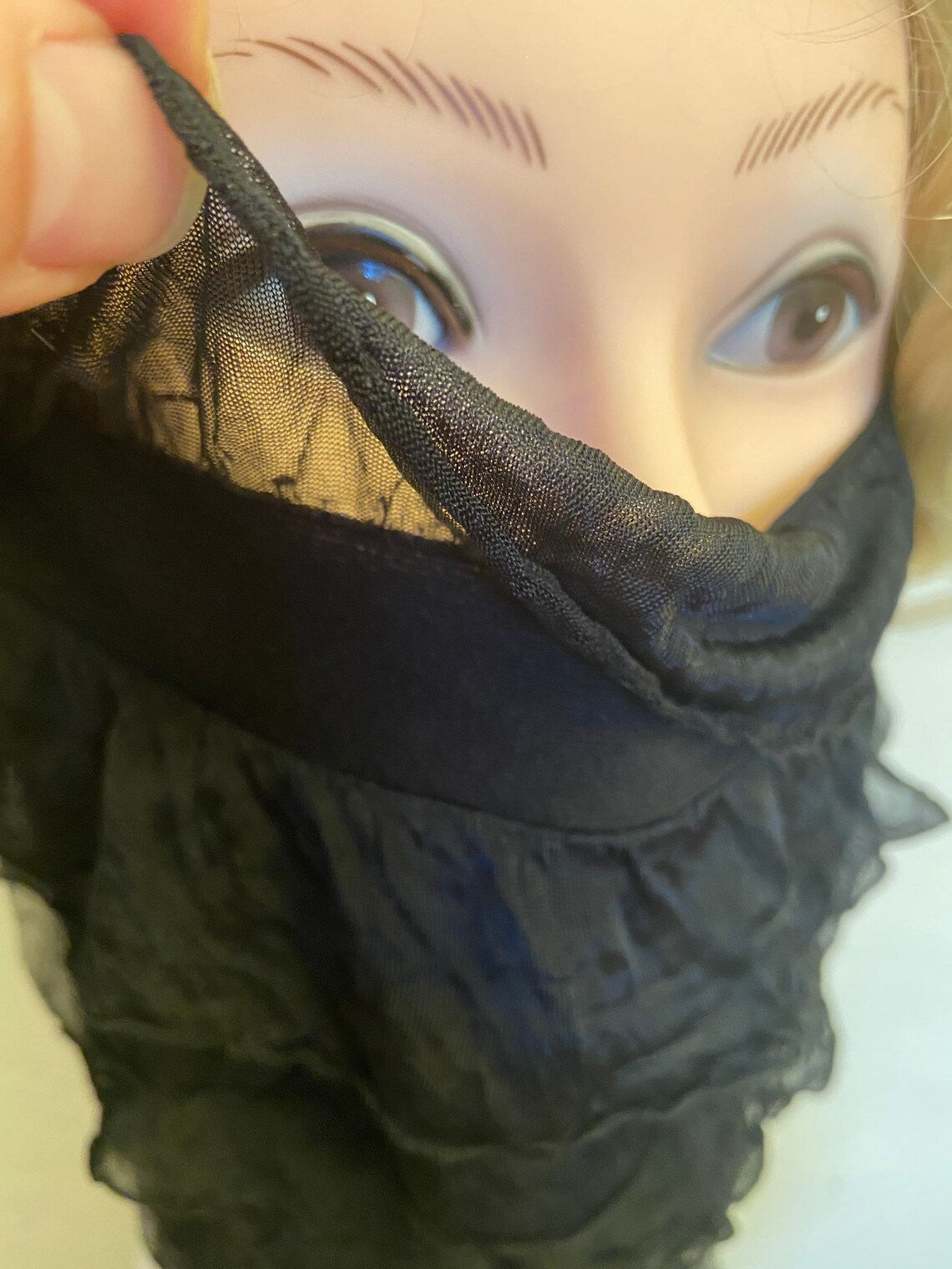 Face Veil Mask Covering Elegant in Black 2 Inch Ruffle - Etsy
