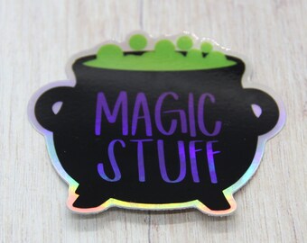 Spooky Cauldron Holographic Sticker Halloween Sticker, Witchy, Cute ...