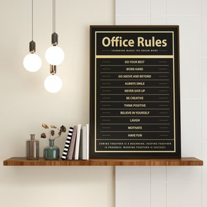 Office Inspirational Art, Office Rules Poster, Home Office Decor ...