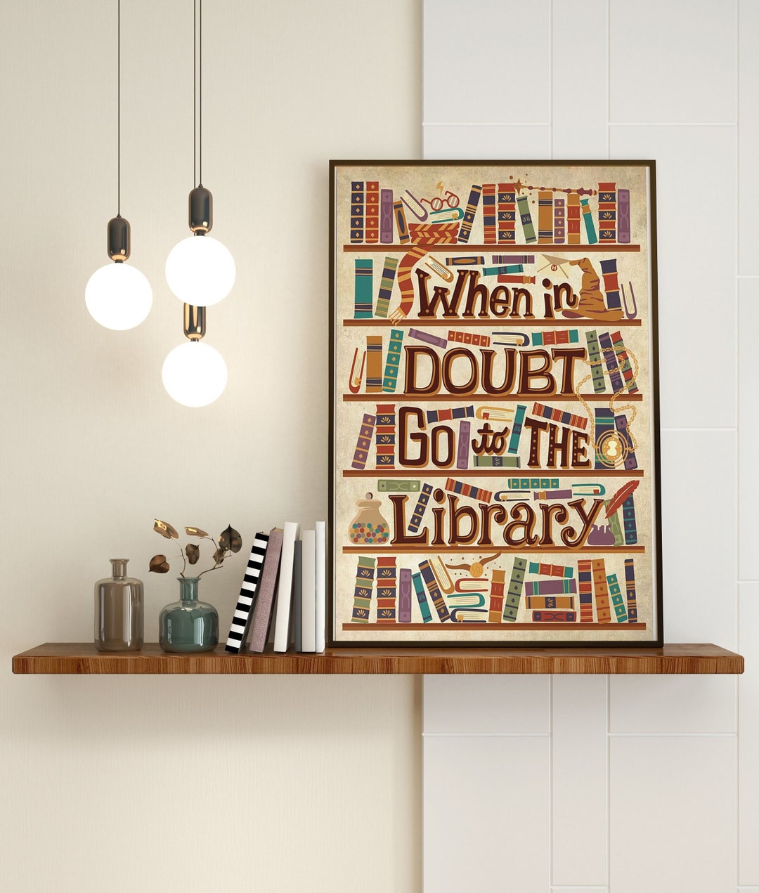 When in Doubt Go to the Library Reading Book Poster, Vintage Poster ...