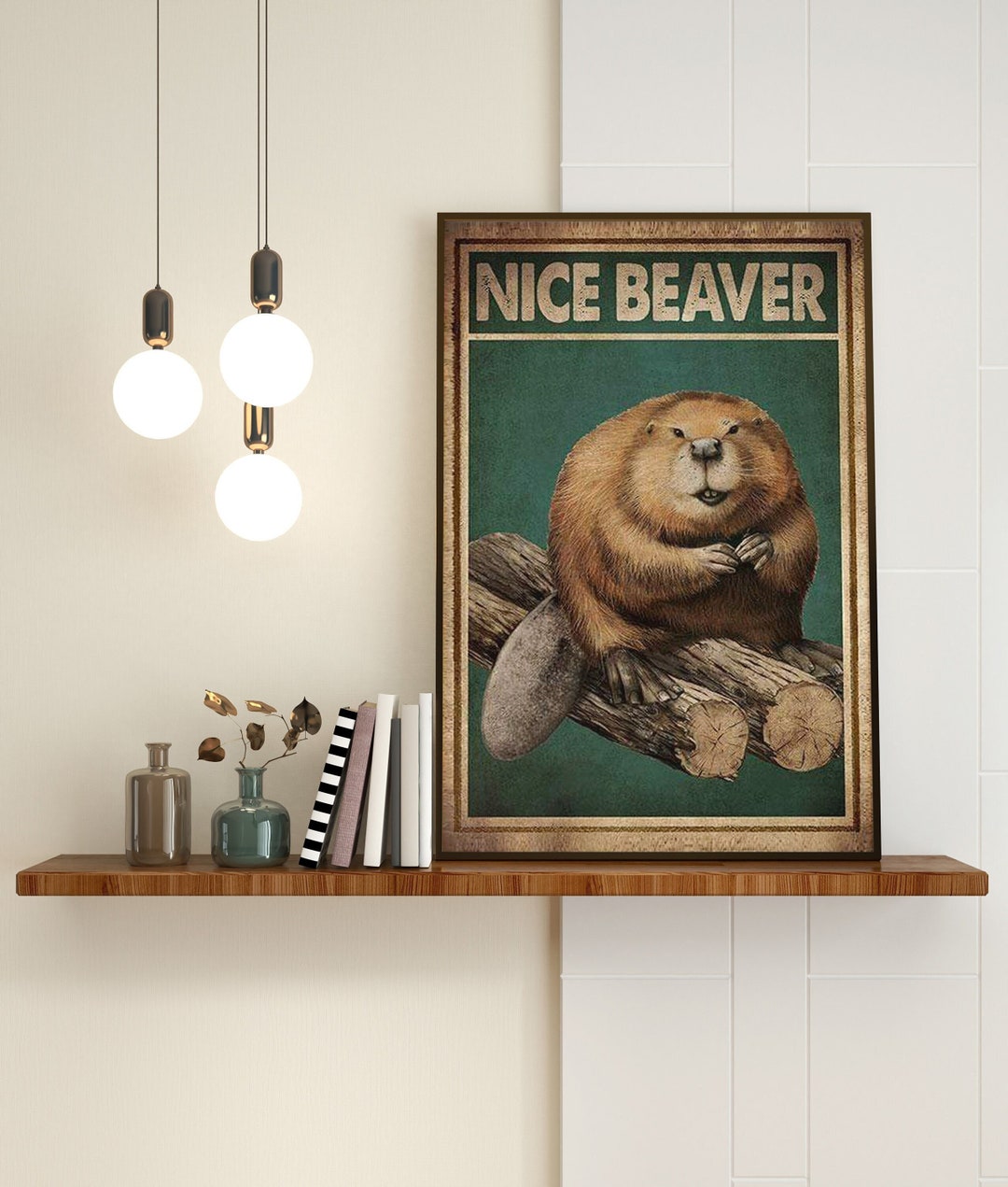 Beaver Bathroom Funny Art, Nice Beaver and Wood Poster, Beaver Funny ...