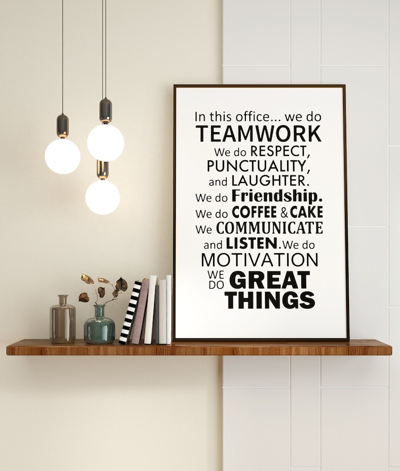 Teamwork Rules Poster Wall Art Home Office Decor | Etsy