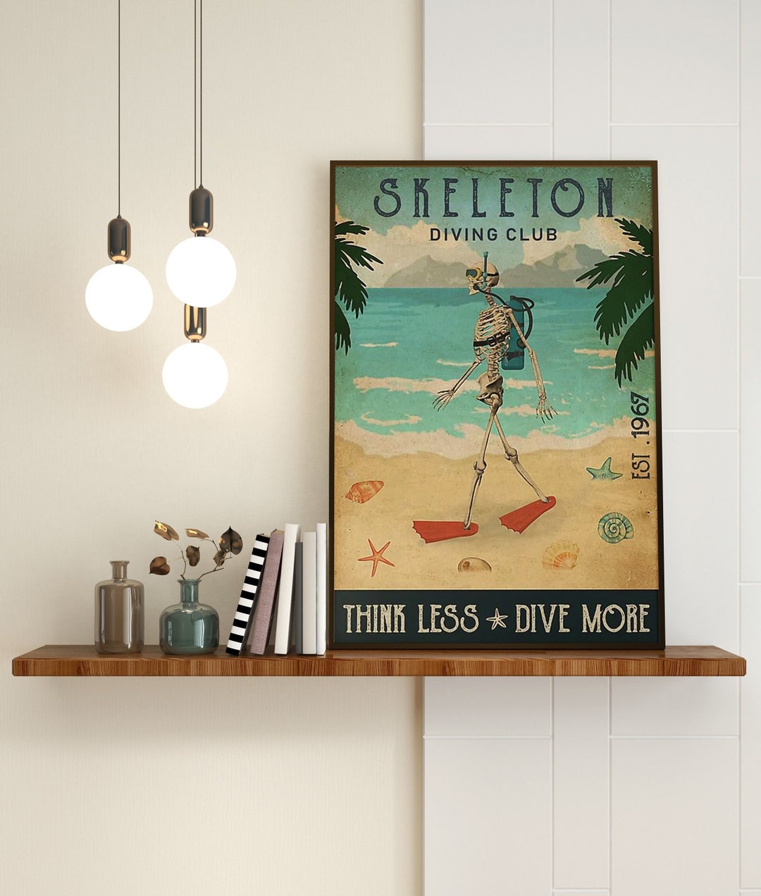 Skeleton Diving Art, Skeleton Diving Club, Think Less Dive More ...