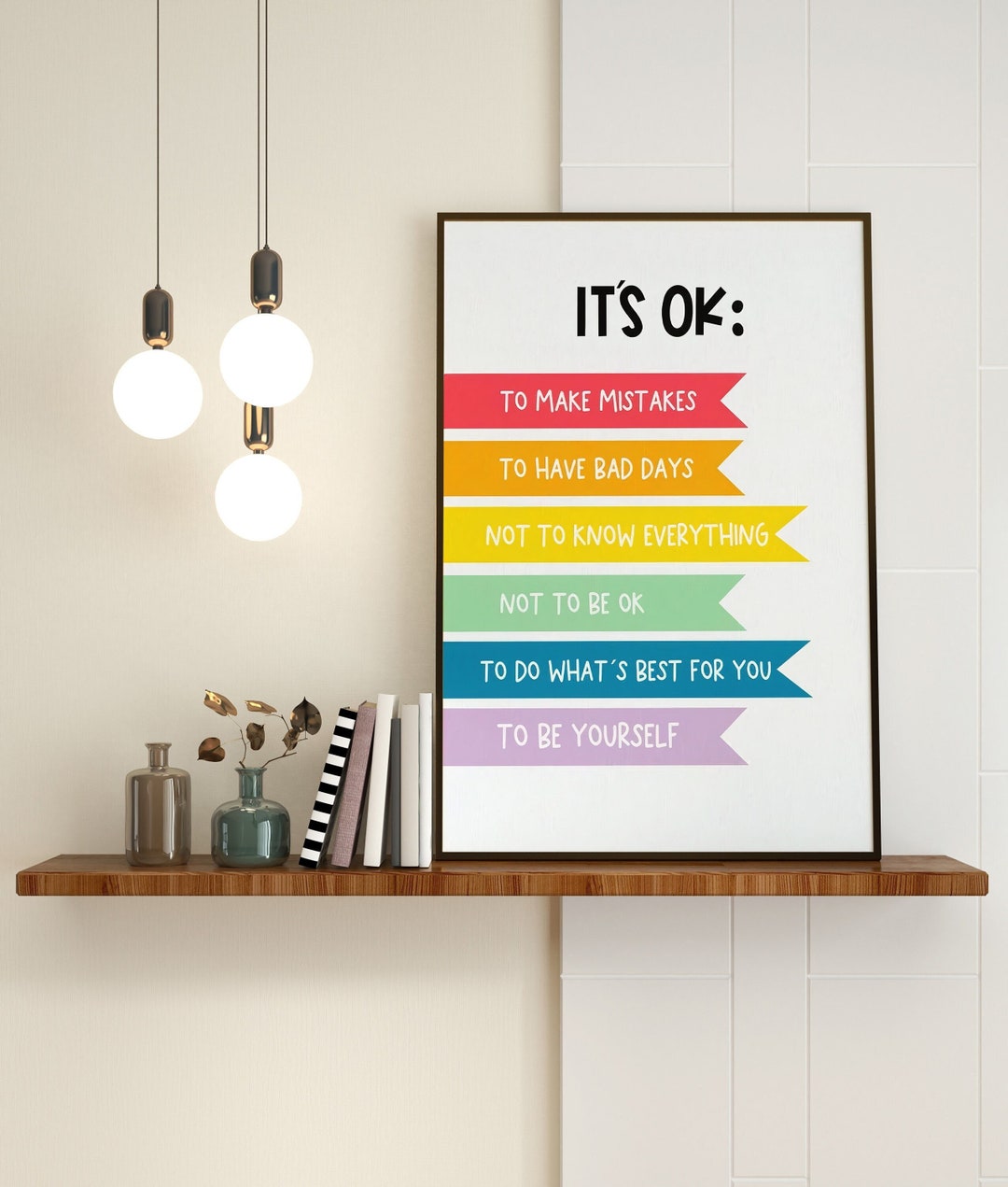 Kids Affirmation Art, Its Ok Not to Be Ok, Growth Mindset Poster, Back ...