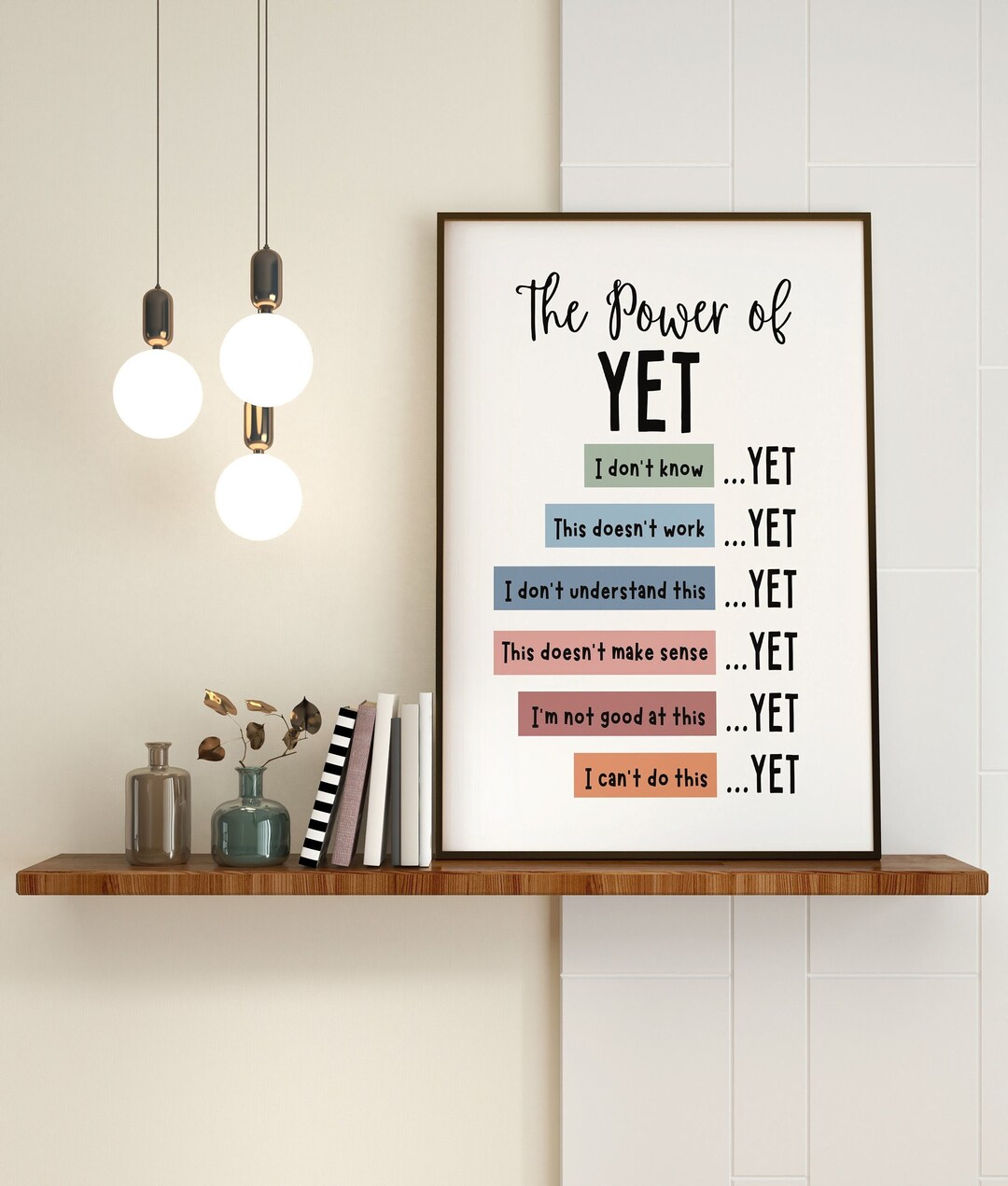 Kids Affirmation Art, the Power of yet Poster, Growth Mindset Print ...