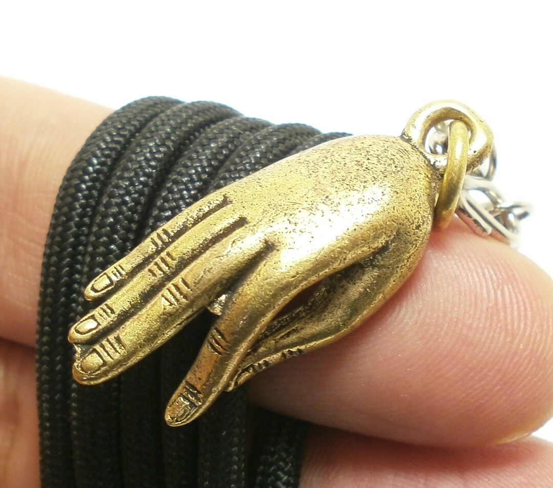 Lord Buddha Hand in Gesture of Argument Brass Pendant Necklace Vitarka ...