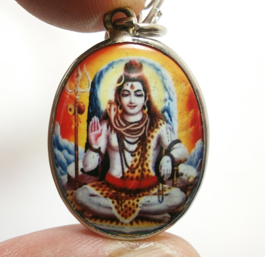 Lord Shiva Mahadev Om Siva Pendant Blessed 1980s Necklace - Etsy