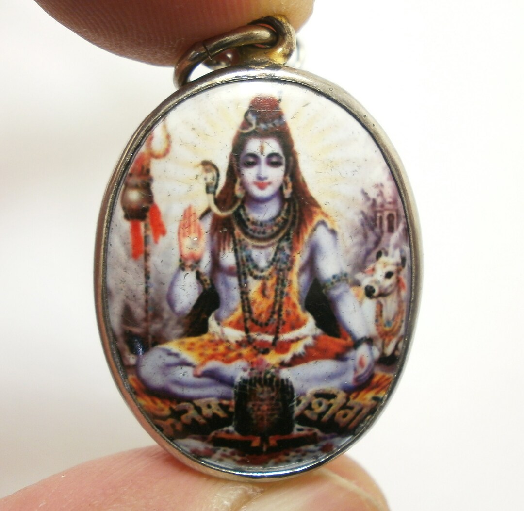 Lord Shiva Mahadev Om Pendant Blessed 1980s Necklace Mahadeva Great God ...