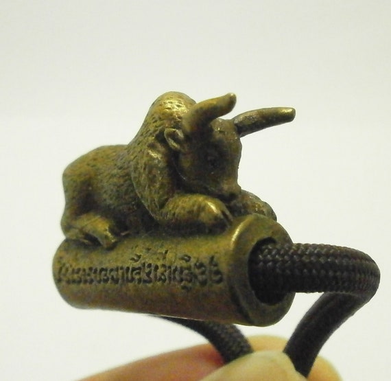 Magic Bull Ox Takrut of LP Pern amulet of wat Bangphr… - Gem