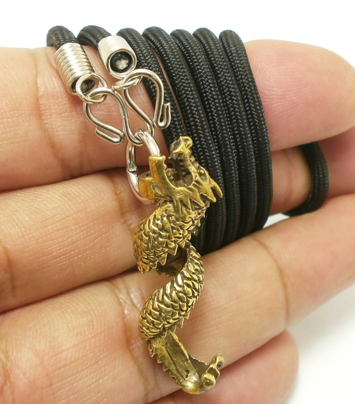 Chinese Dragon Pendant Rope Necklace Brass Talisman Powerful - Etsy