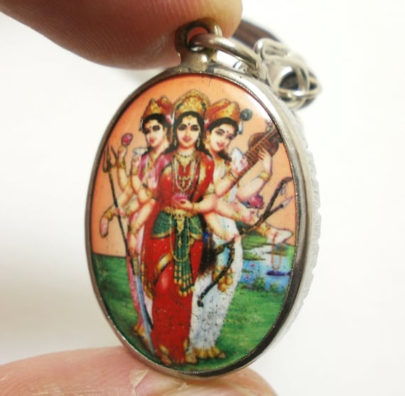 Tridevi Shakti Hindu Goddess Amulet Pendant Necklace … - Gem