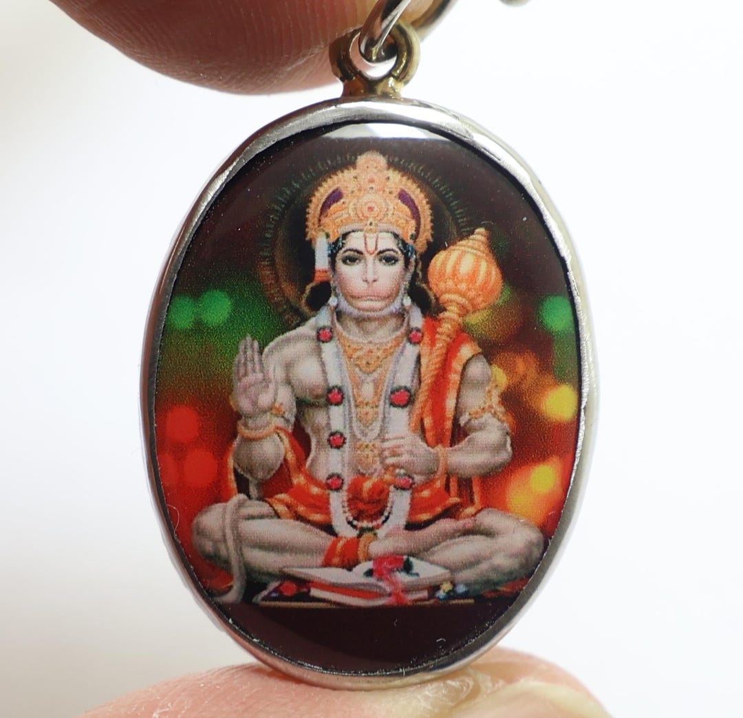 Lord Hanuman Pendant: Hindu Monkey King Ram Amulet, Good Luck Om Charm ...