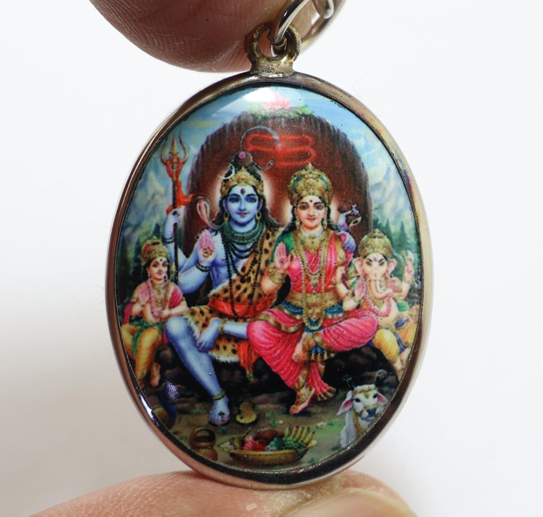 Lord Shiva Family Big Pendant: Hindu God Om Amulet, Lucky Charm - Etsy