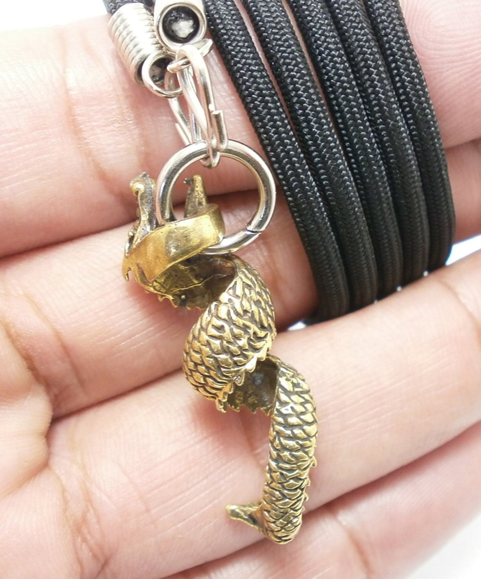 Chinese Dragon Pendant Rope Necklace Brass Talisman Powerful | Etsy