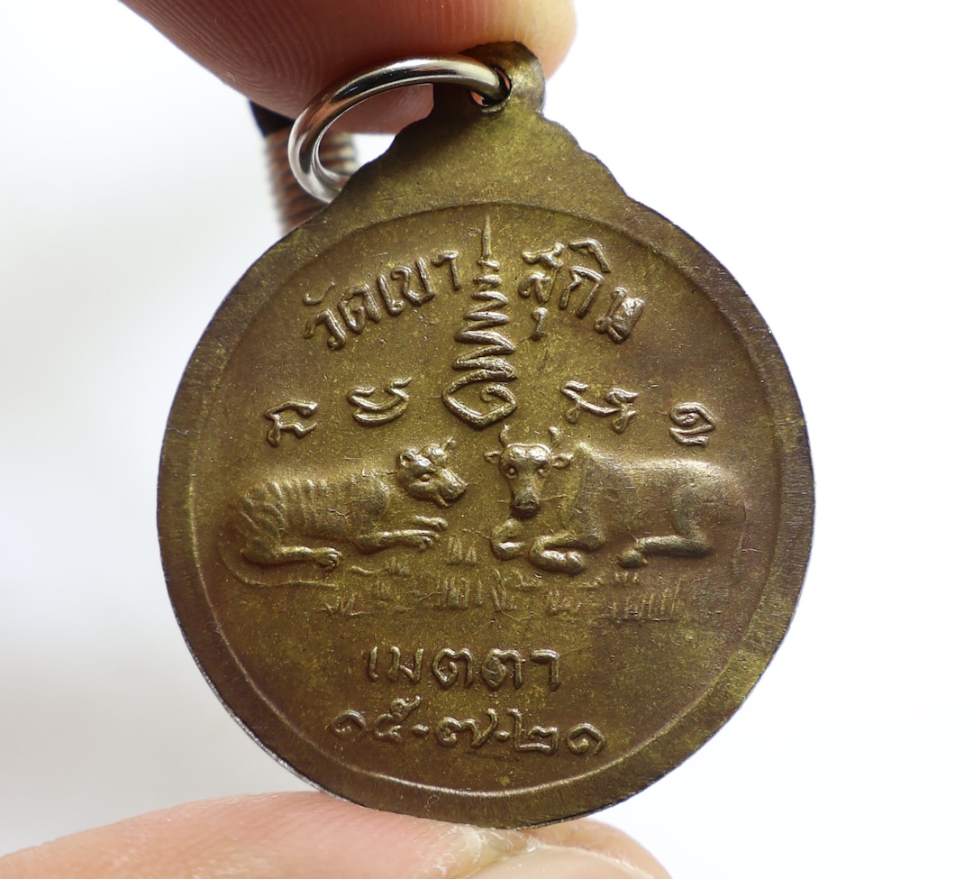 LP Somchai Tiger Cow Yant Coin Amulet: Thai Wealth Pendant, 1977 - Etsy