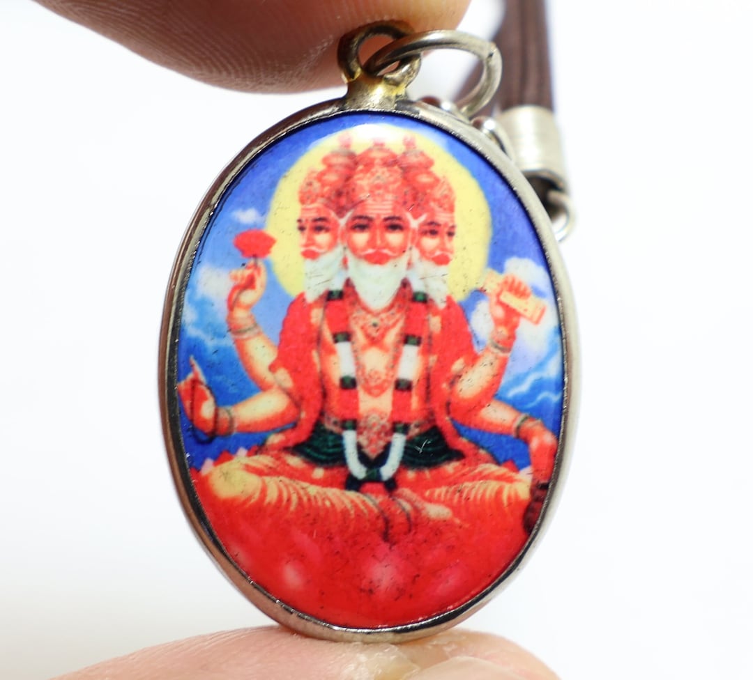 Lord Brahma Amulet Pendant: Hindu God of Creation Necklace Fujii Kaze ...