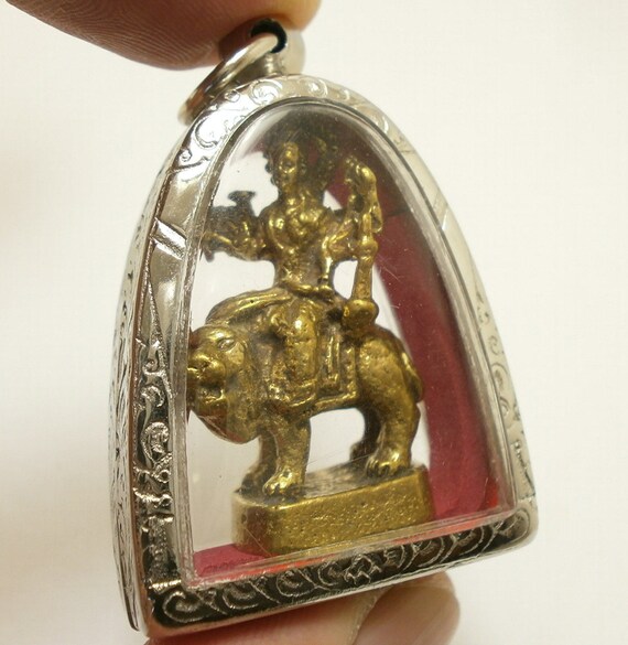Durga Uma Devi Brass Amulet: Life Protection Hindu Go… - Gem