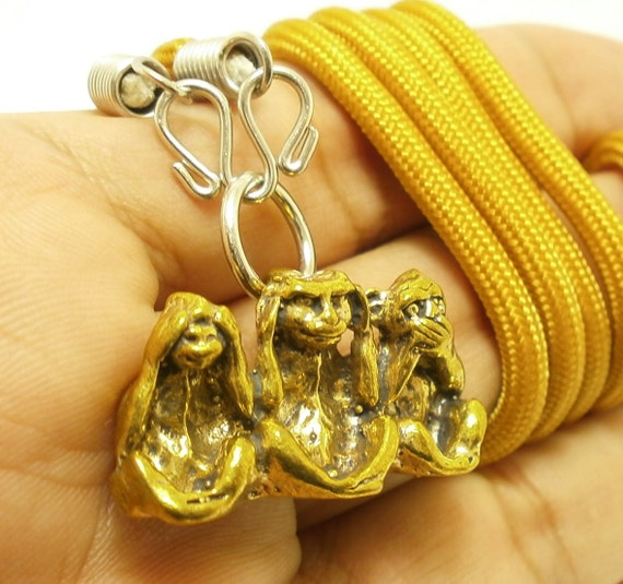 The three wise monkeys Asian Japan amulet pendant nec… - Gem