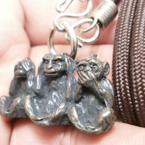 The Three Wise Monkeys Asian Japan Amulet Pendant Necklace Peaceful ...