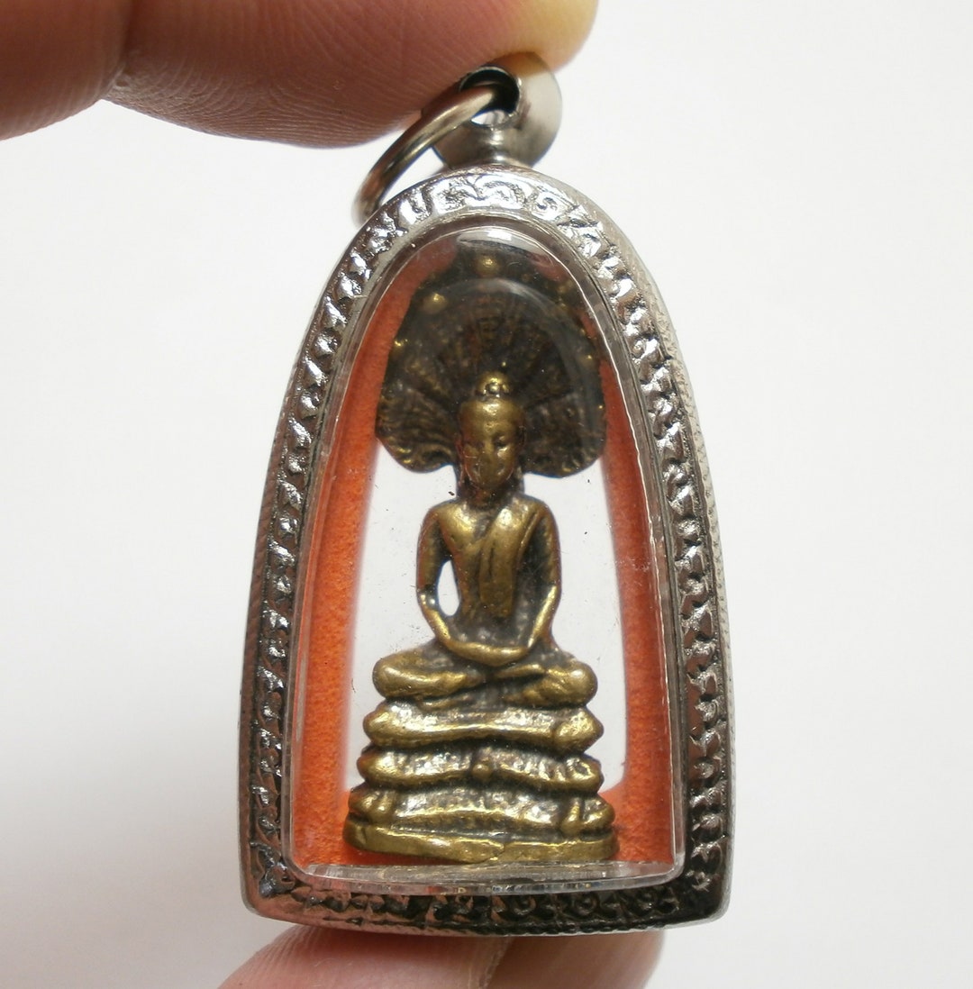 Naga Buddha Amulet: Thai Brass Pendant for Saturday Born - Etsy