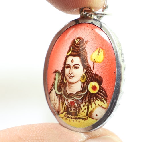 Lord Shiva Mahadev Om pendant blessed 1980s necklace … - Gem