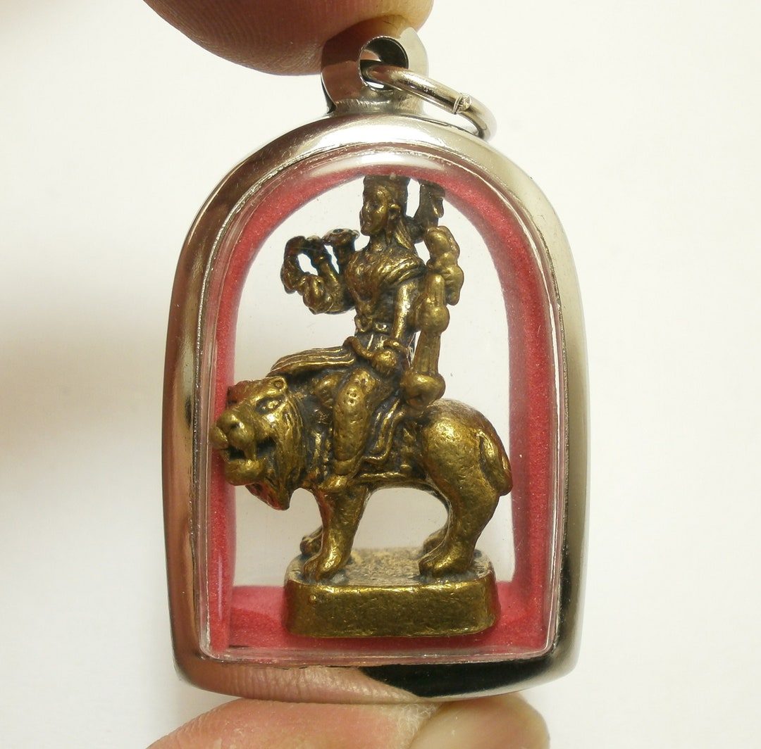 Maa Durga Uma Devi Kali Parvati Ride Lion Hindu Deity Goddess Amulet ...