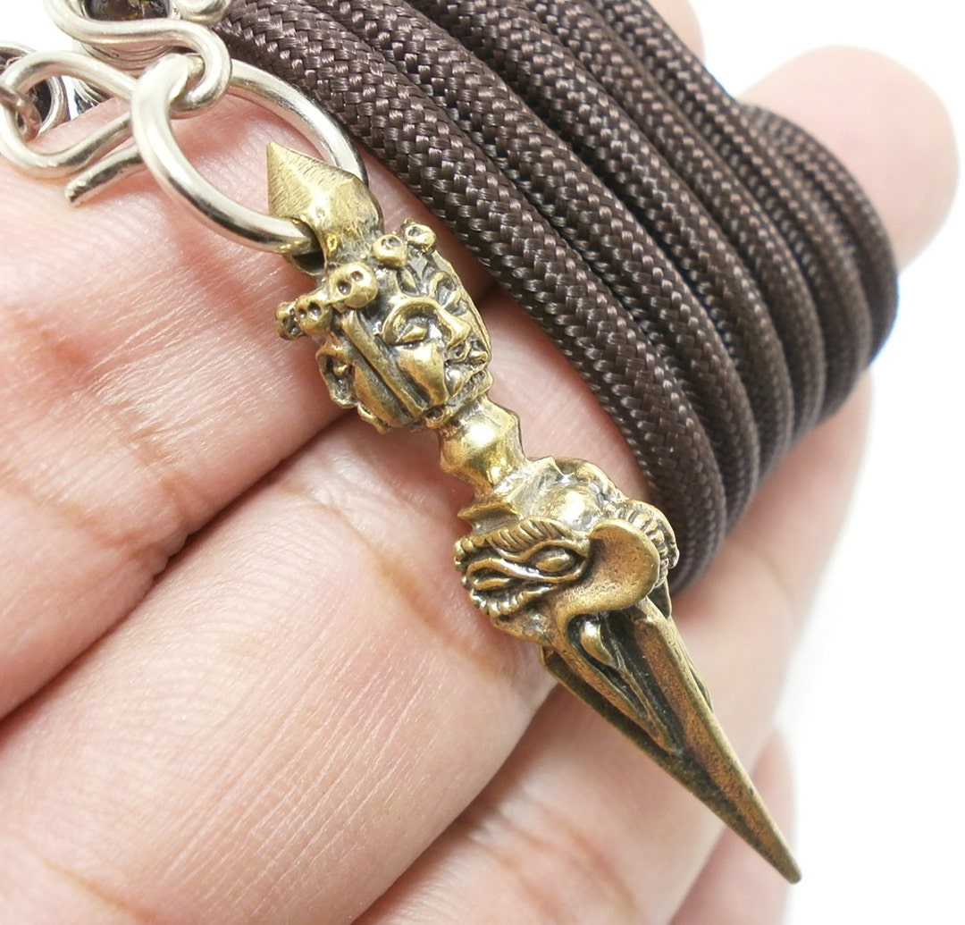 Tibetan Brass Vajra Amulet Pendant - 24 Inch Rope Necklace - Etsy