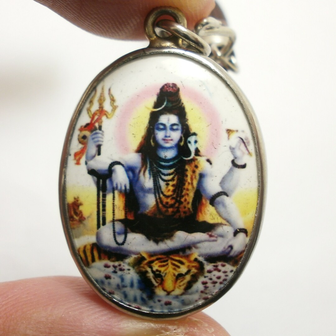 Lord Shiva Mahadev Om Pendant Bless 1980s Necklace Mahadeva Great God ...