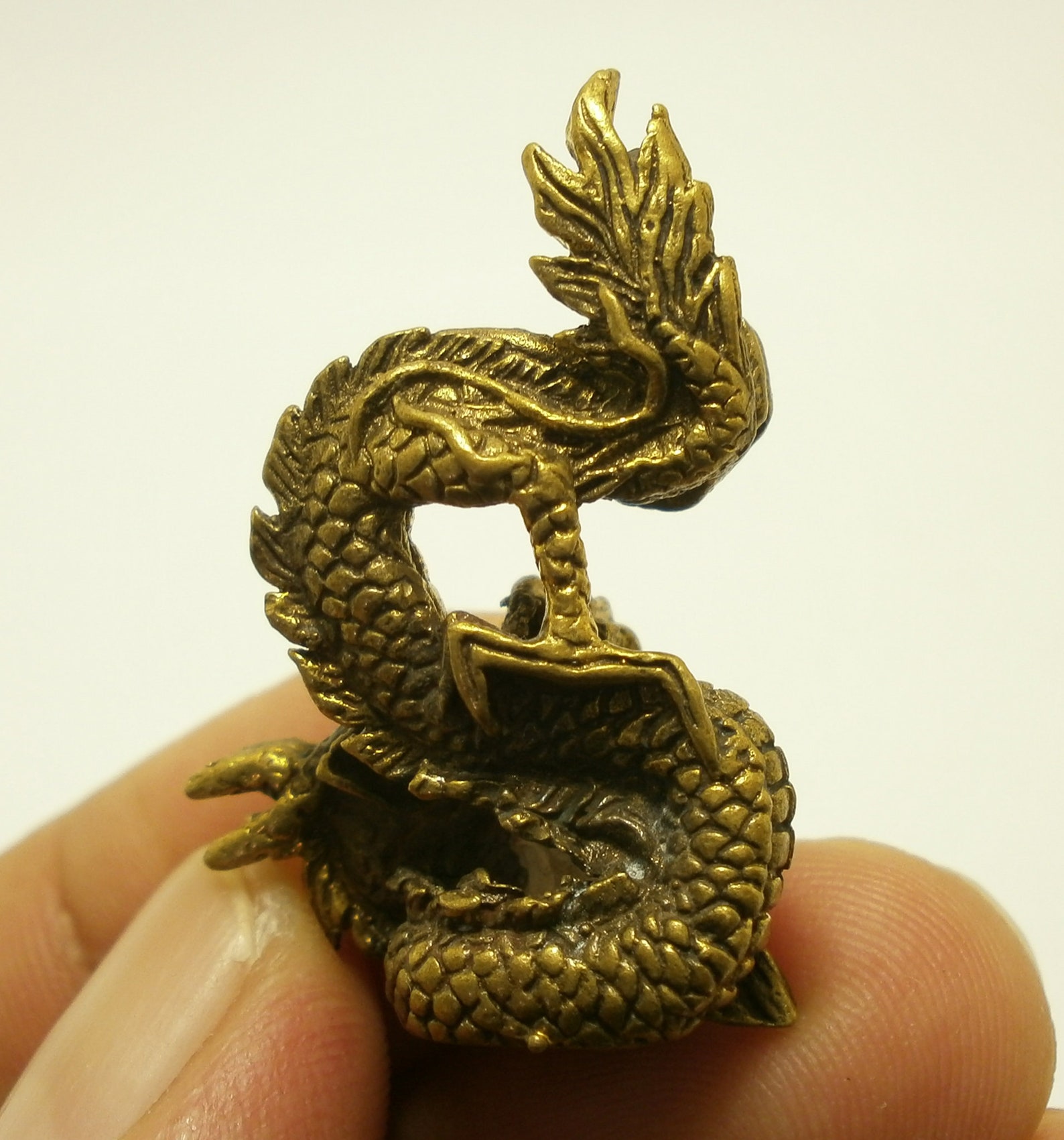 Chinese Dragon Mini Brass Statue Doll Figurine Talisman | Etsy