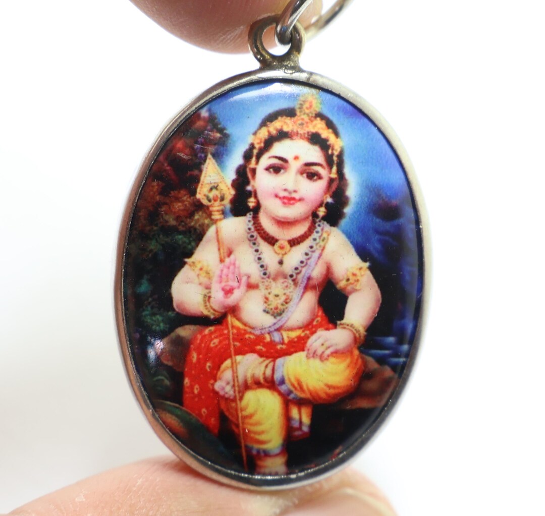 Lord Murugan Big Amulet Pendant: Hindu God of War Om Necklace Fujii ...