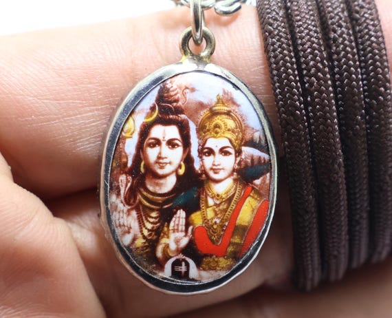 Lord Shiva Maa Parvati Pendant: Hindu Amulet Necklace… - Gem