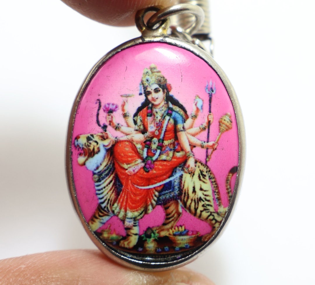 Durga Goddess Amulet: Hindu Mahadevi Pendant Necklace, Blessed ...