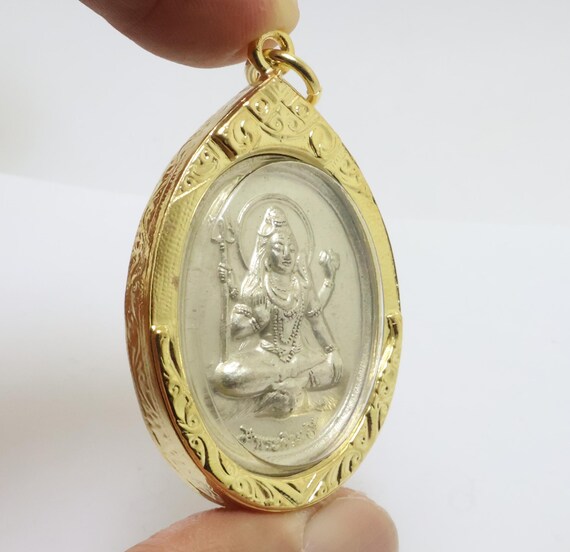 Lord Shiva & Durga Uma Devi Amulet Pendant: Hindu Ble… - Gem