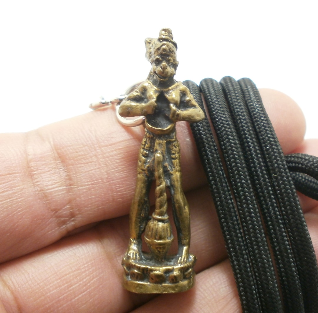 Brass Hanuman Pendant Amulet: Ramayana Hindu Protection Necklace Fujii ...