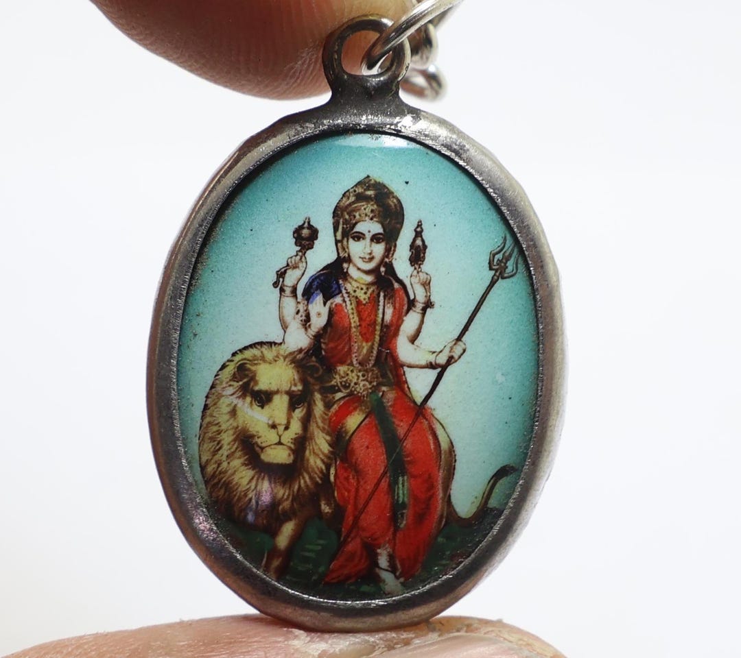 Maa Durga Uma Devi Parvati Hindu Goddess Lion Vehicle Blessed 1980s ...