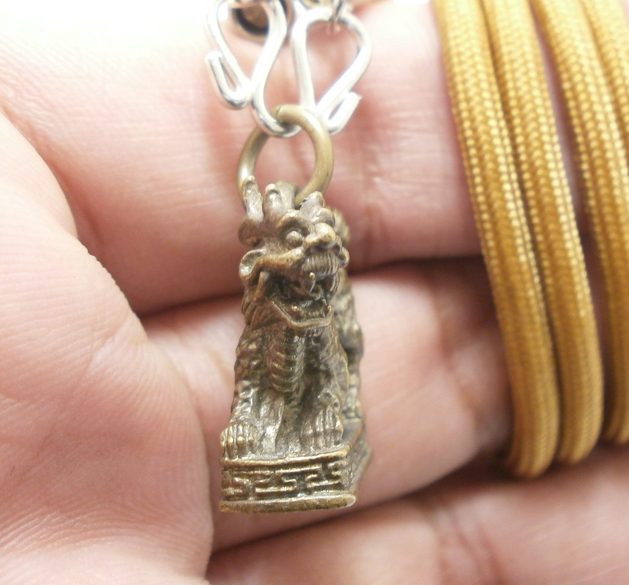 Qilin Kirin brass pendant amulet Chinese dragon like Japanese - Etsy 日本