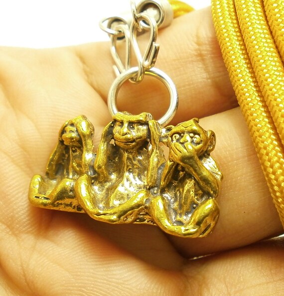 The three wise monkeys Asian Japan amulet pendant nec… - Gem