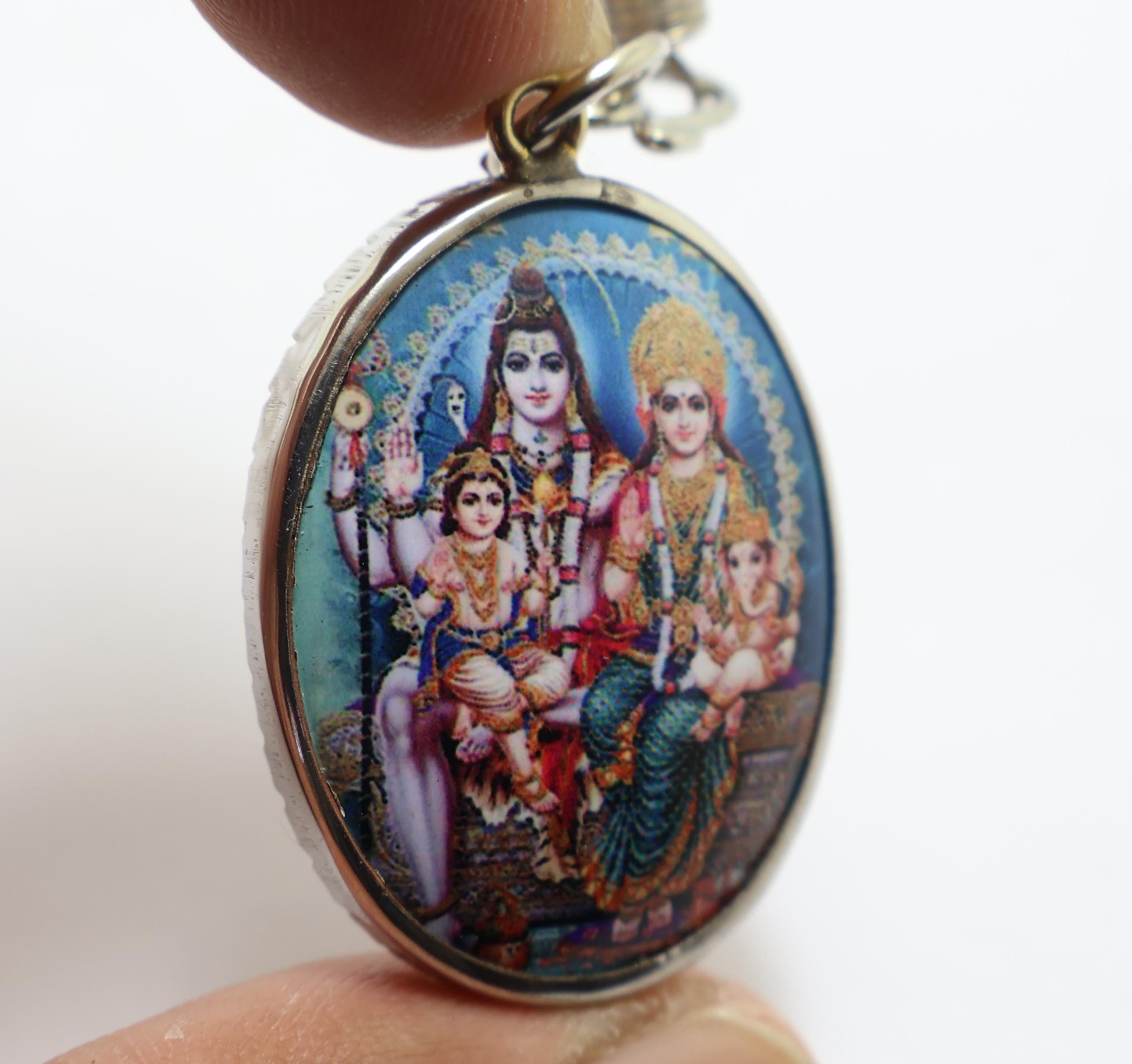Lord Shiva Family Big Pendant: Hindu Amulet Om Necklace, Success Charm ...