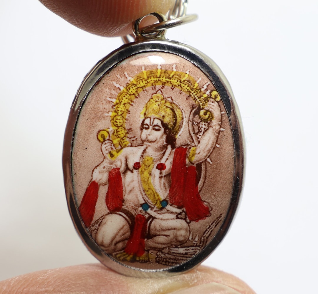 Lord Hanuman Om Pendant: Hindu Monkey King Amulet, Good Luck Ohm Charm ...